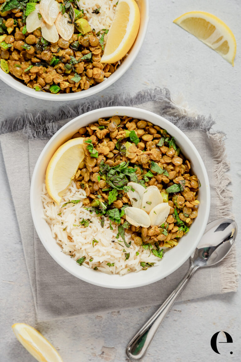 Green Lentils with Scallions, Garlic & Mint | Elizabeth Rider